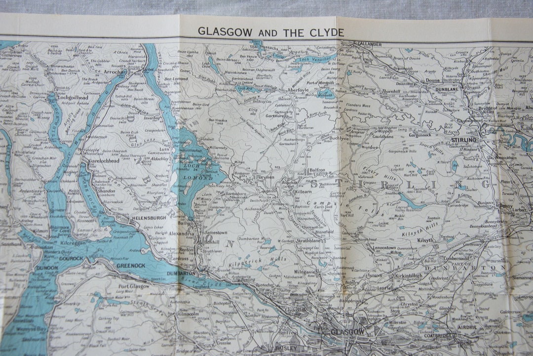 1955 Glasgow Scotland & Environs Vintage Map - Etsy