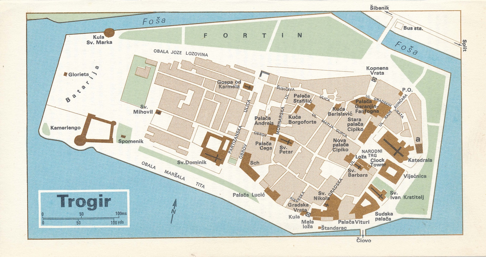 1969 Trogir Croatia Vintage Map | Etsy