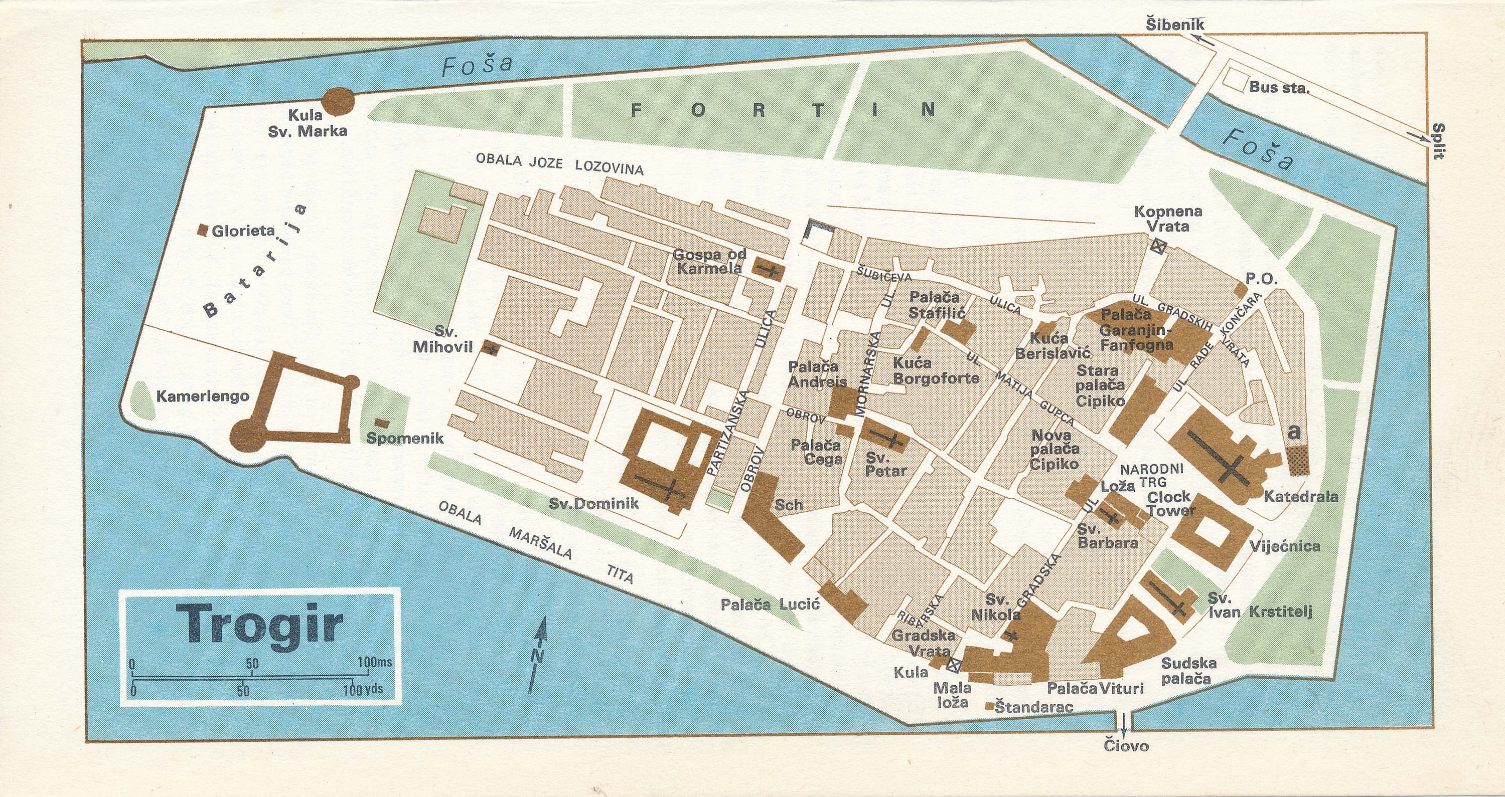 1969 Trogir Croatia Vintage Map | Etsy