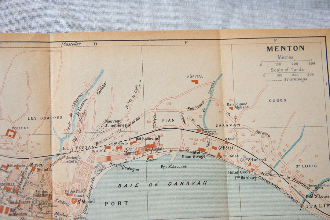1926 Menton France Antique Map - Etsy