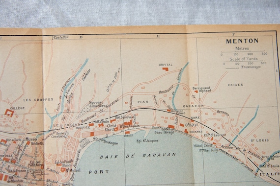 1926 Menton France Antique Map - Etsy