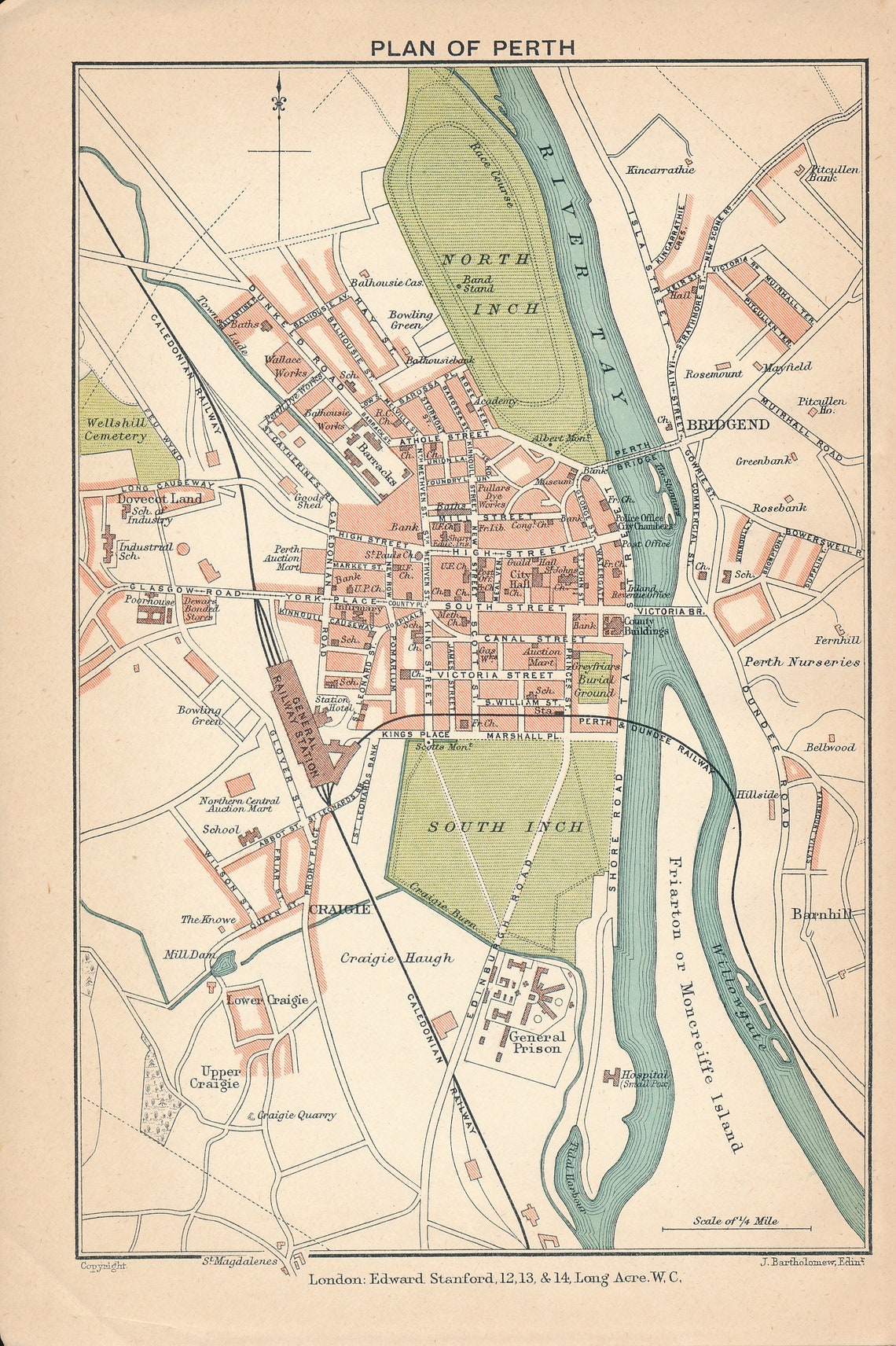 1903 Perth Scotland Antique Map - Etsy