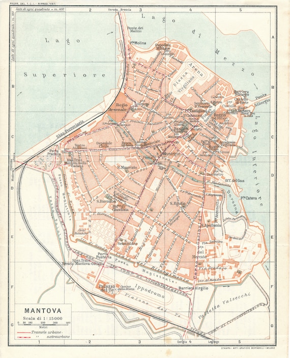 1927 Mantua Italy Antique Map | Etsy