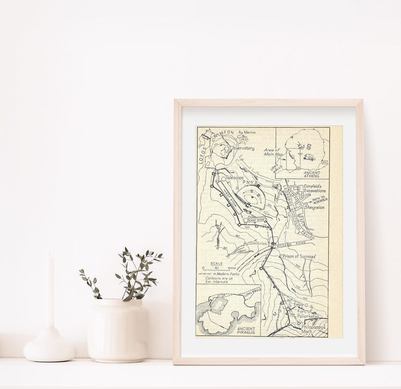 1967 Pnyx Hill Athens Greece Vintage Map - Etsy
