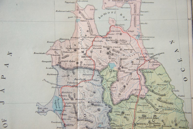1903 Northern Japan Antique Map - Etsy