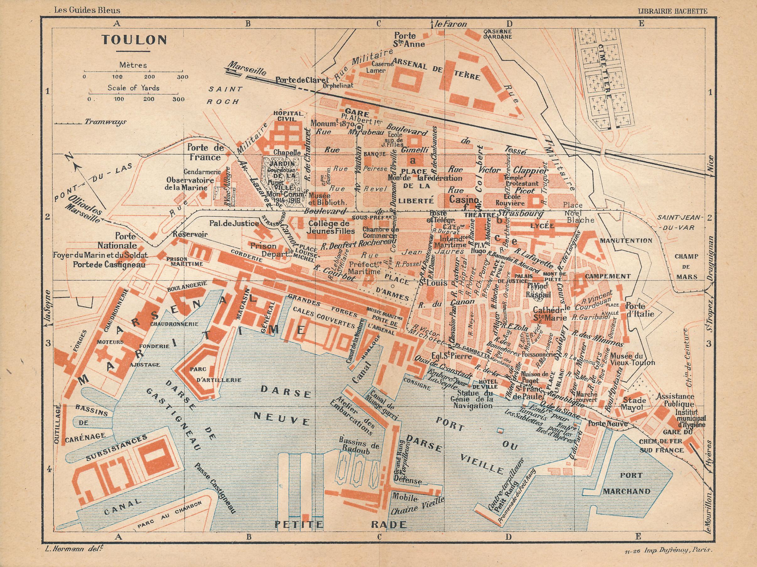 1926 Toulon France Antique Map - Etsy