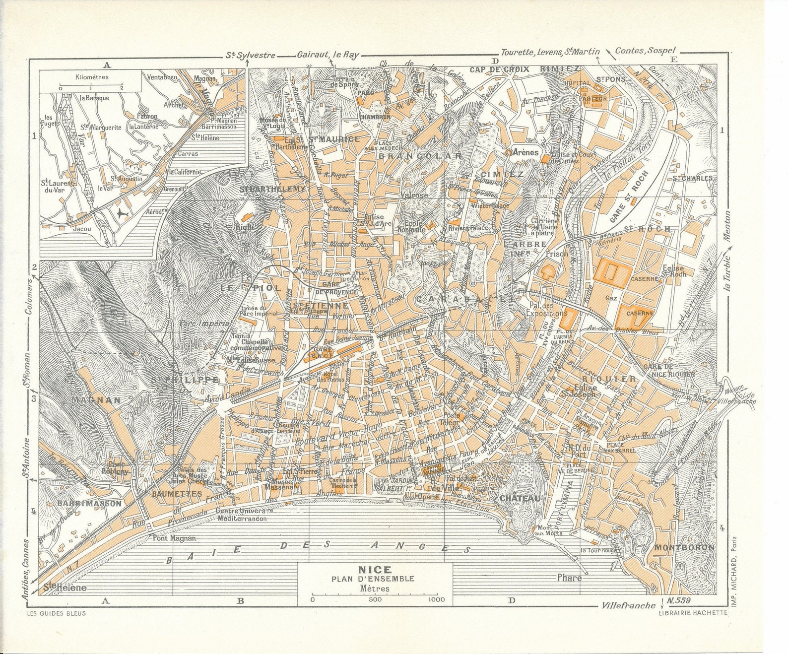 1960 Nice France Vintage Map - Etsy