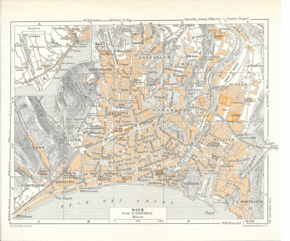 1960 Nice France Vintage Map | Etsy