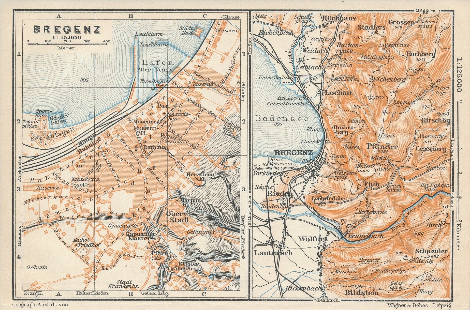 1914 Bregenz Austria Antique Map - Etsy