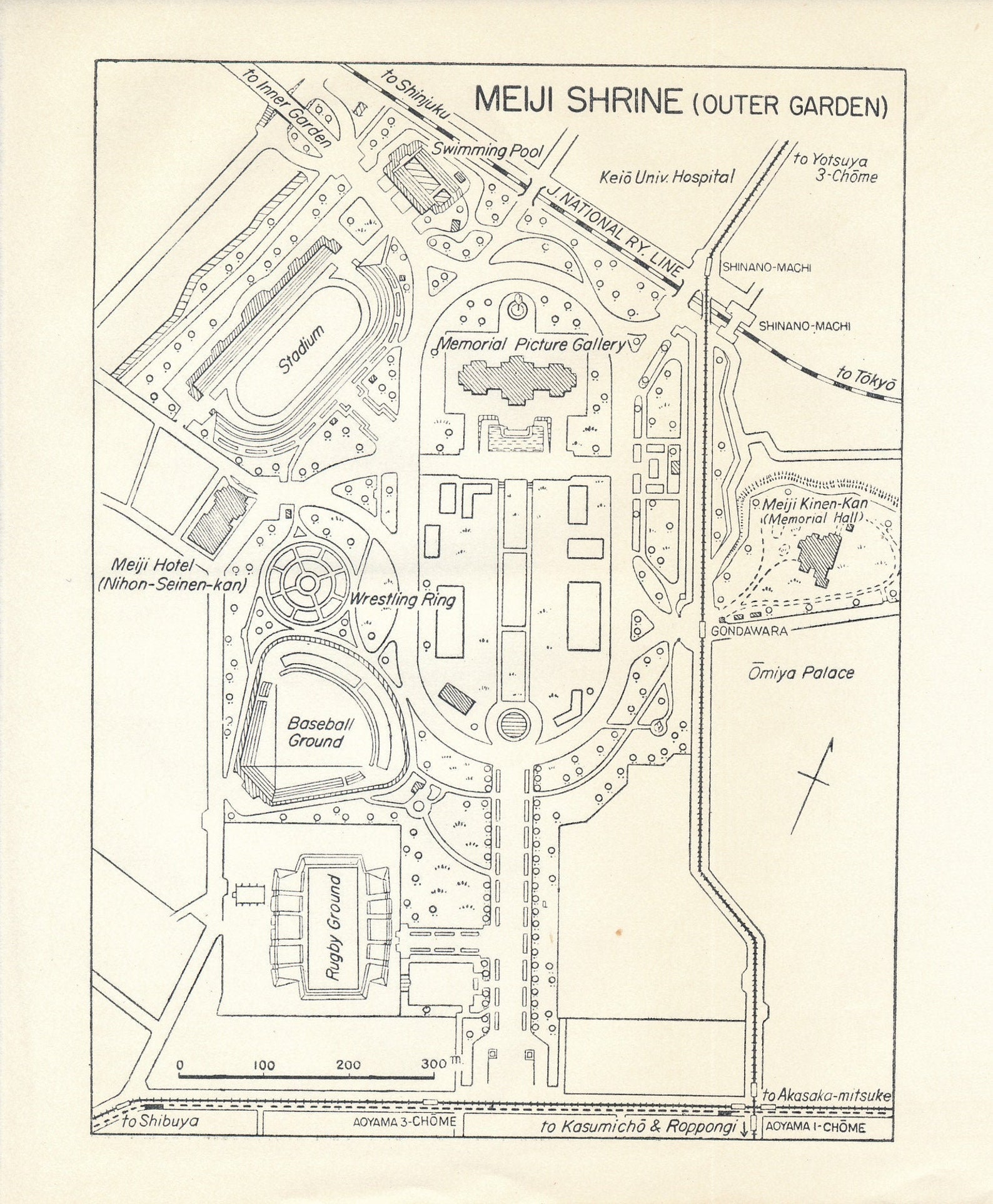 1959 Meiji Shrine Tokyo Japan Antique Map | Etsy