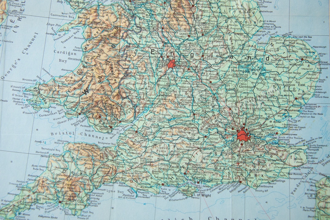 1966 England, United Kingdom Antique Map - Etsy