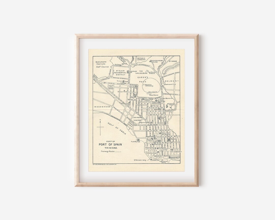 1931 Port of Spain Trinidad & Tobago Antique Map - Etsy