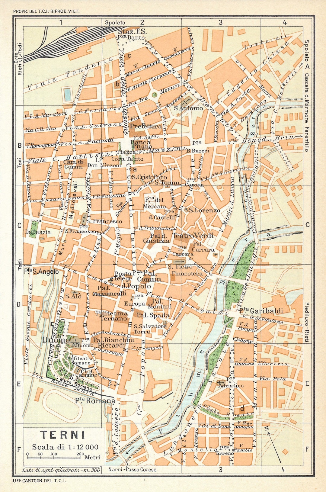 1966 Terni Italy Vintage Map - Etsy