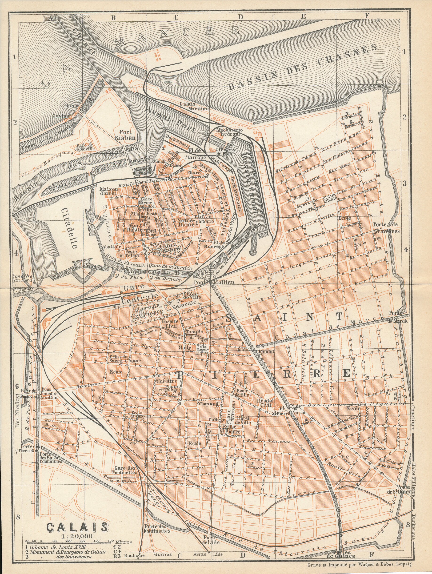 1913 Calais France Antique Map | Etsy