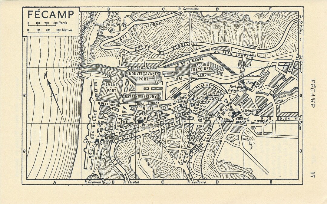 1958 Fecamp France Vintage Map - Etsy