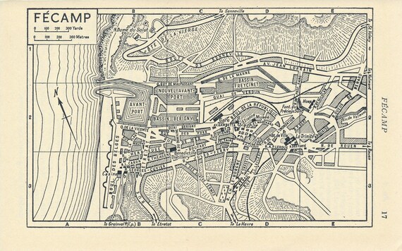 1958 Fecamp France Vintage Map - Etsy