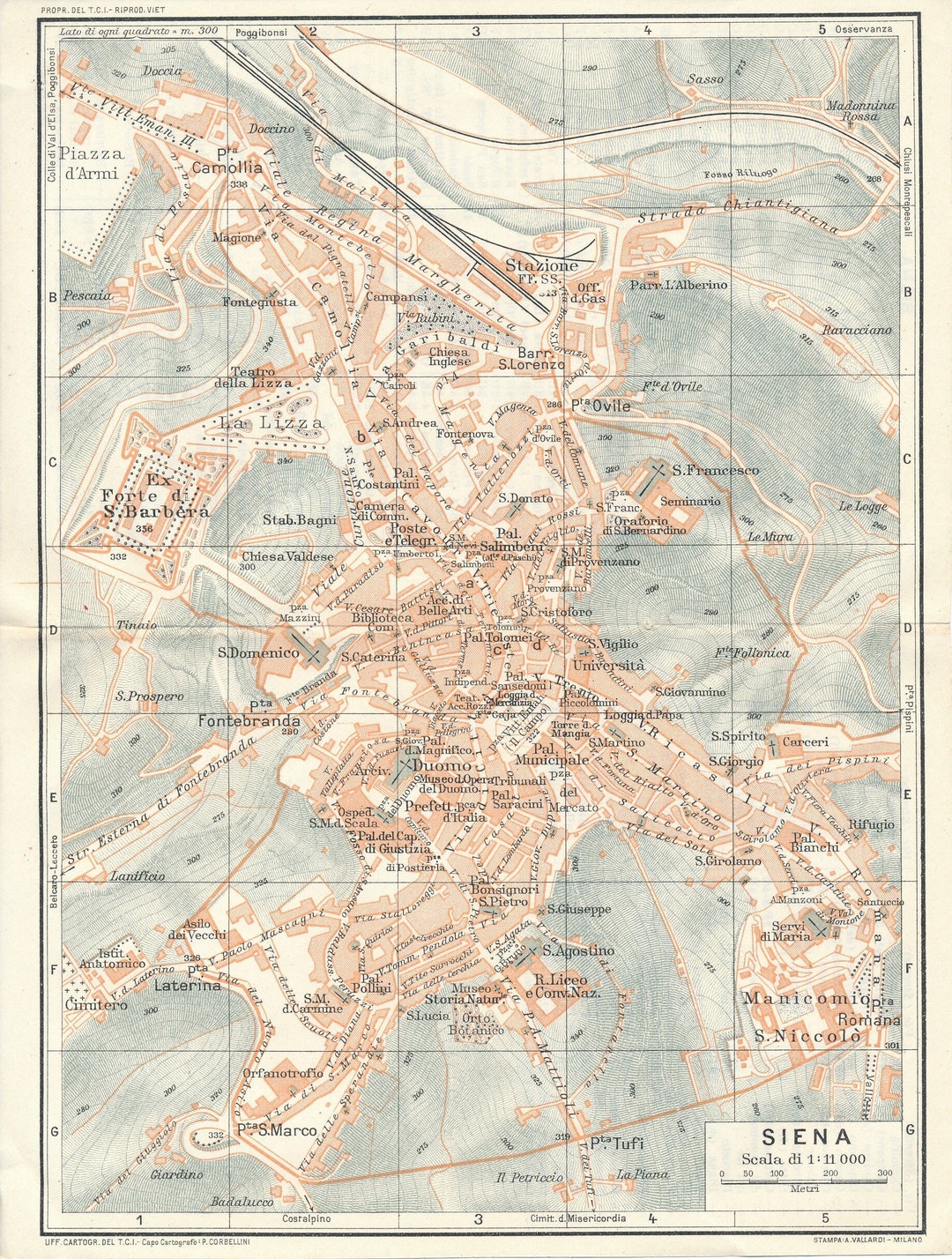1924 Siena Tuscany Italy Antique Map - Etsy