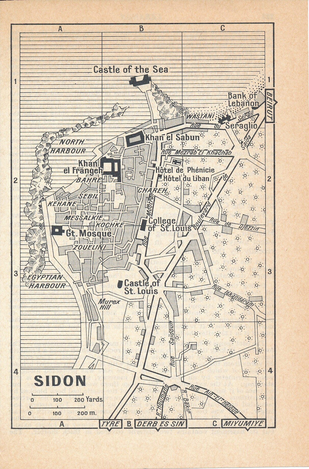 1966 Sidon Lebanon Vintage Map - Etsy
