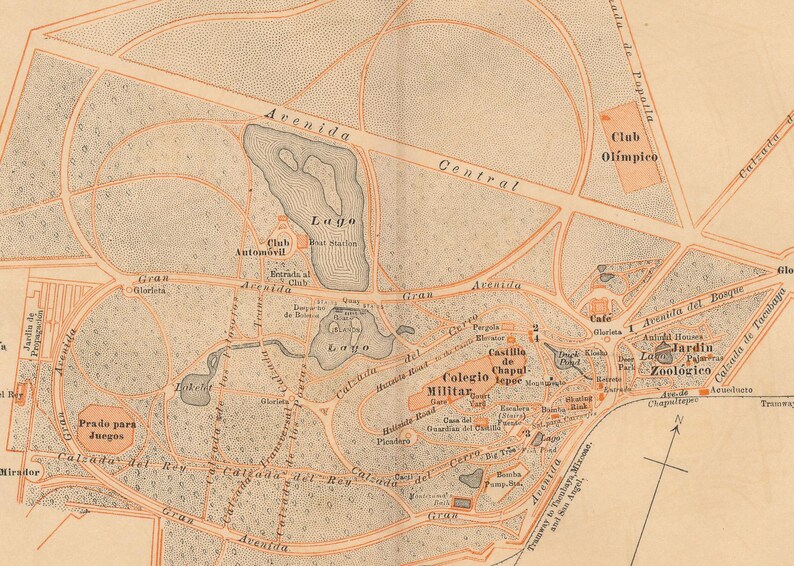 1911 Bosque De Chapultepec Mexico City Mexico Antique Map - Etsy
