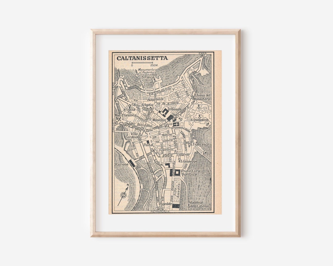 1954 Caltanissetta Italy Vintage Map - Etsy