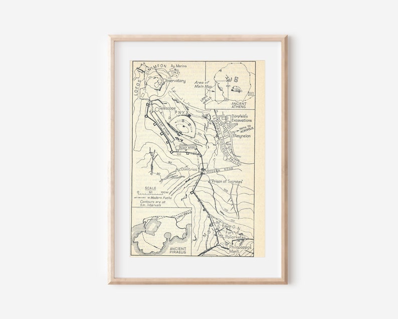 1967 Pnyx Hill Athens Greece Vintage Map - Etsy