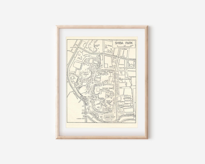 1959 Shiba Park Tokyo Japan Antique Map - Etsy