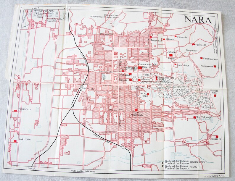 1974 Nara Japan Vintage Map | Etsy