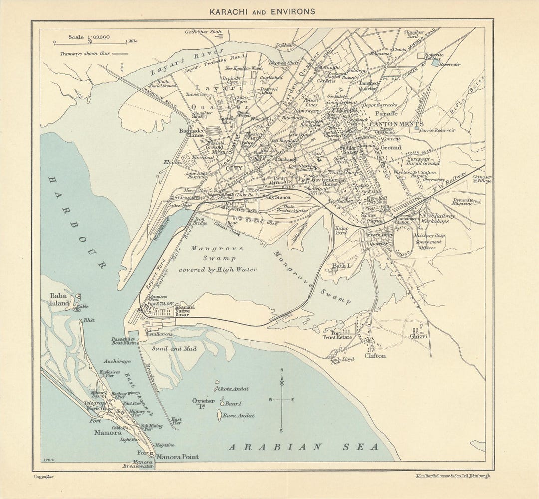 1959 Karachi Pakistan Vintage Map - Etsy