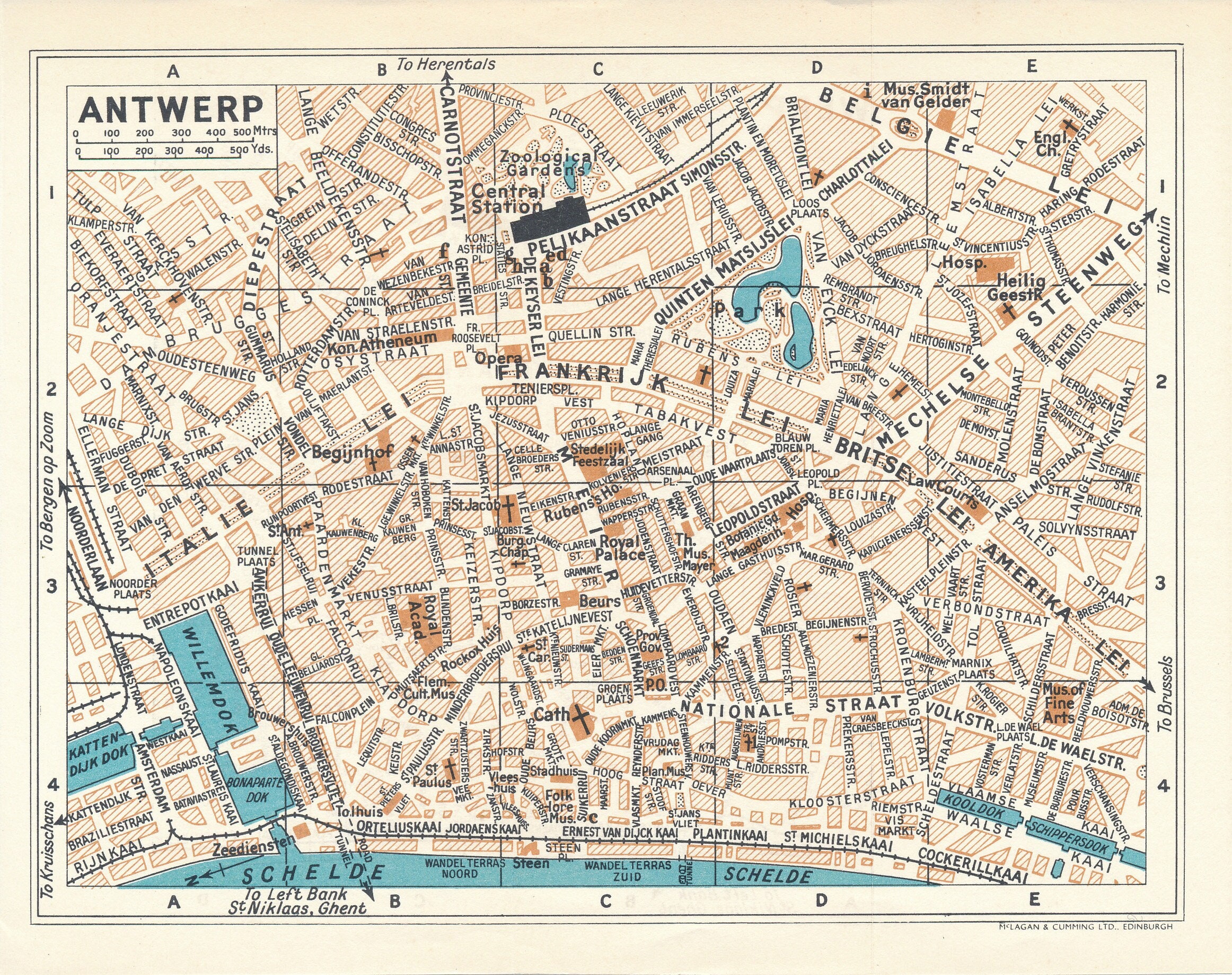 1963 Antwerp Belgium Vintage Map - Etsy