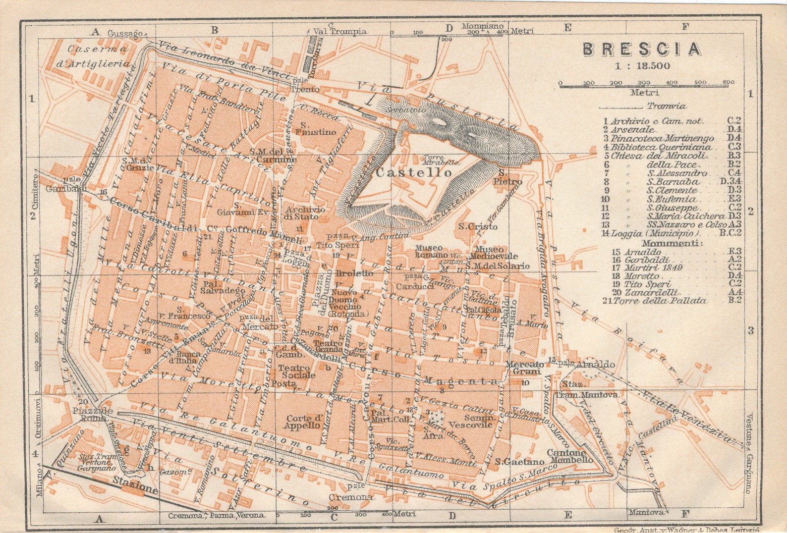 1913 Brescia Italy Antique Map - Etsy