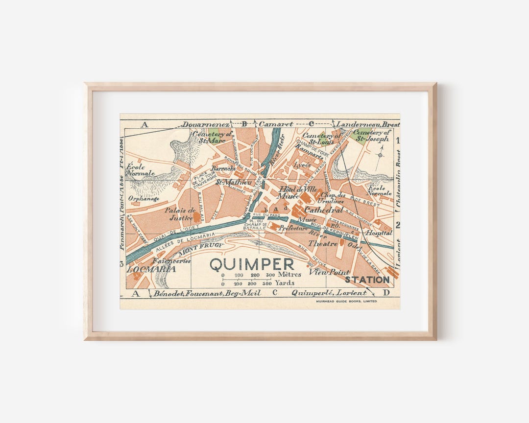 1932 Quimper France Antique Map - Etsy