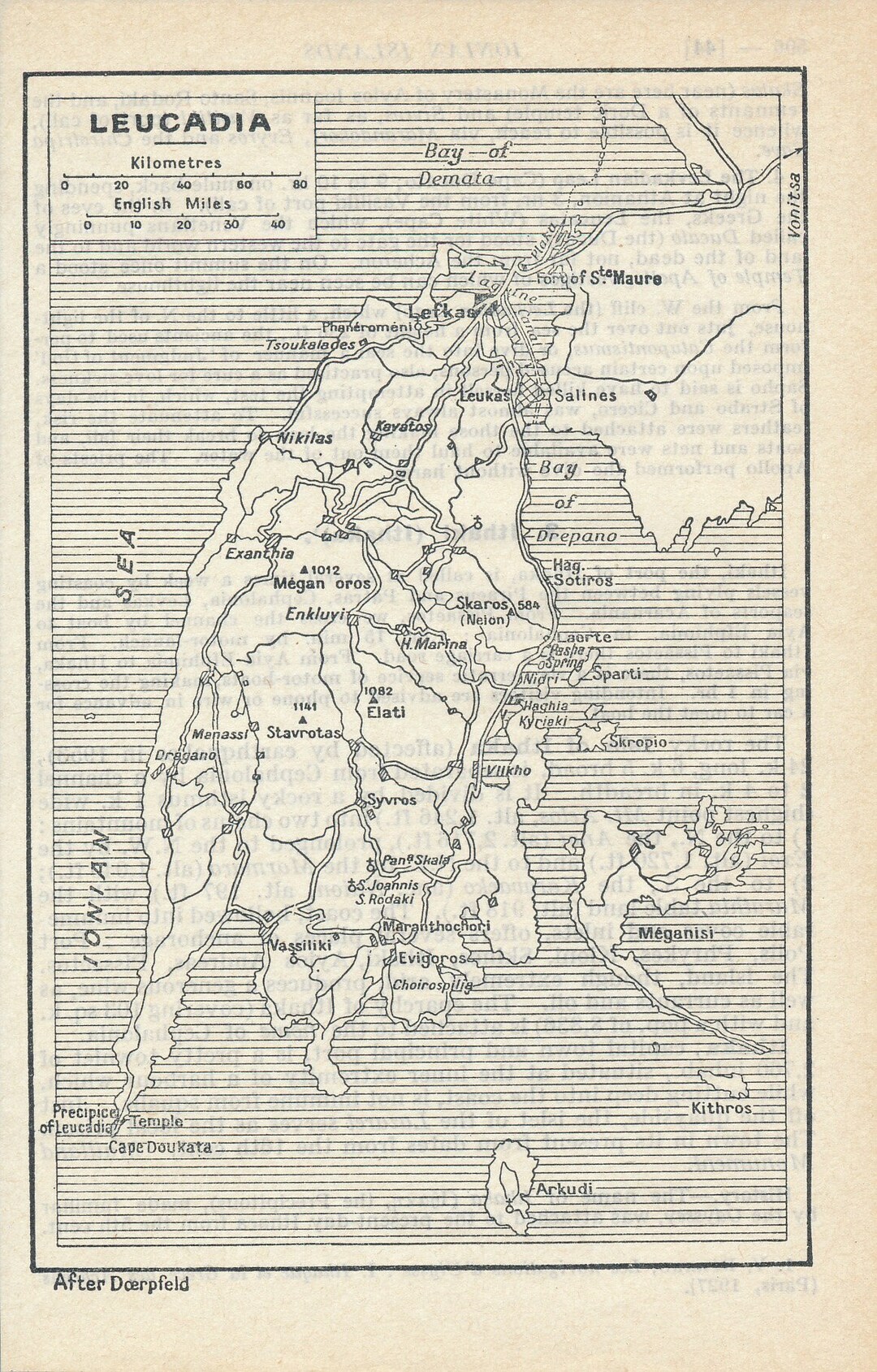 1955 Lefkada Greece Vintage Map - Etsy