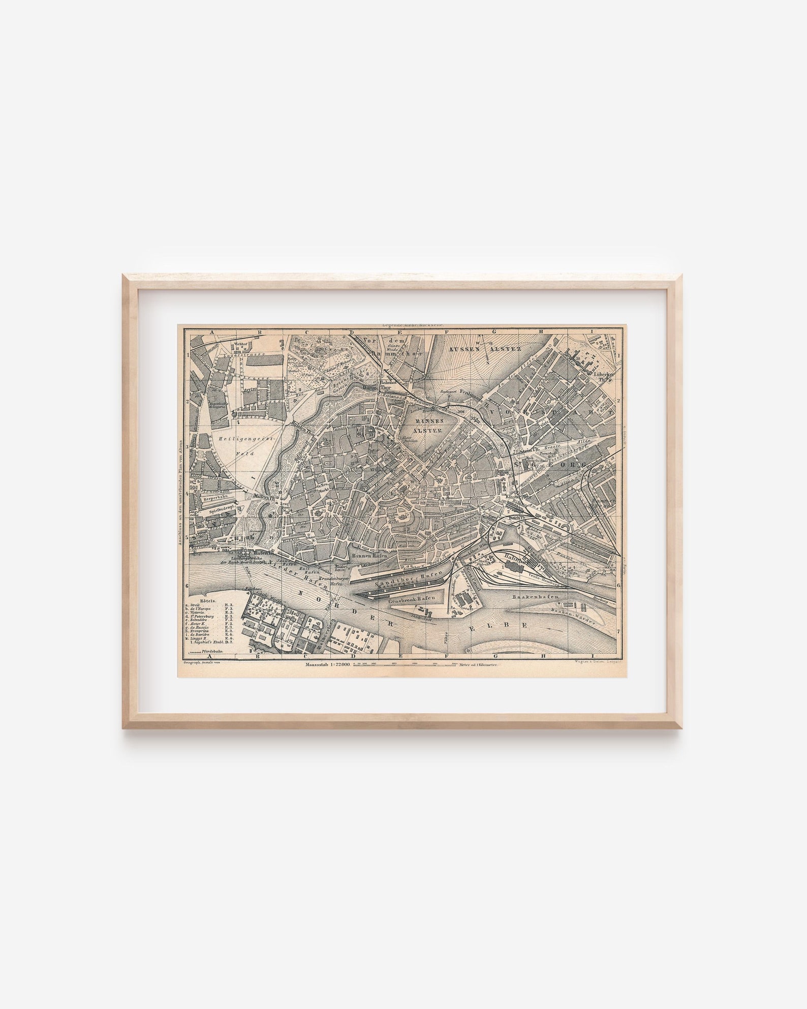 1881 Hamburg Germany Antique Map - Etsy