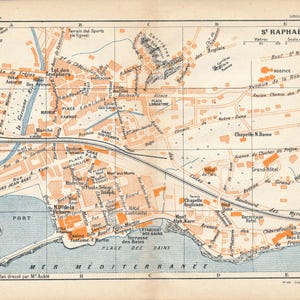 1926 St. Raphael France Antique Map - Etsy