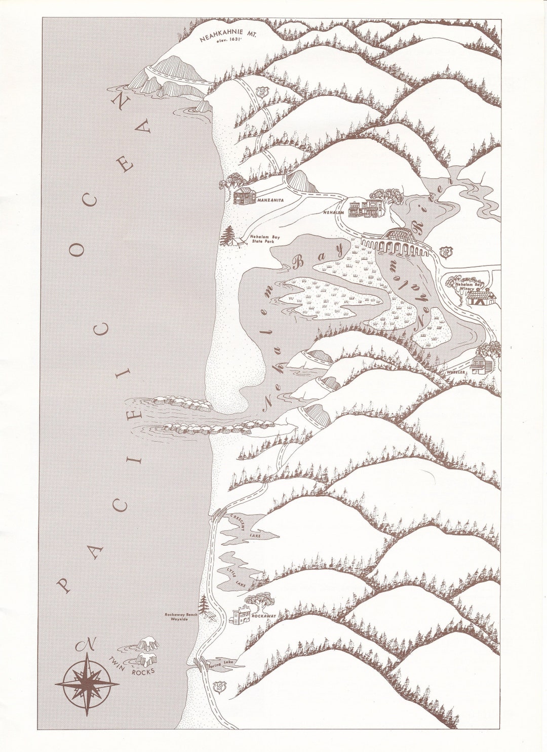 1978 Oregon Coast, Rockaway Beach Area Vintage Map - Etsy