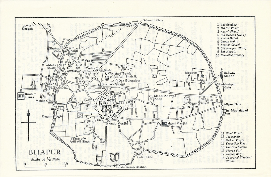1962 Bijapur India Vintage Map - Etsy
