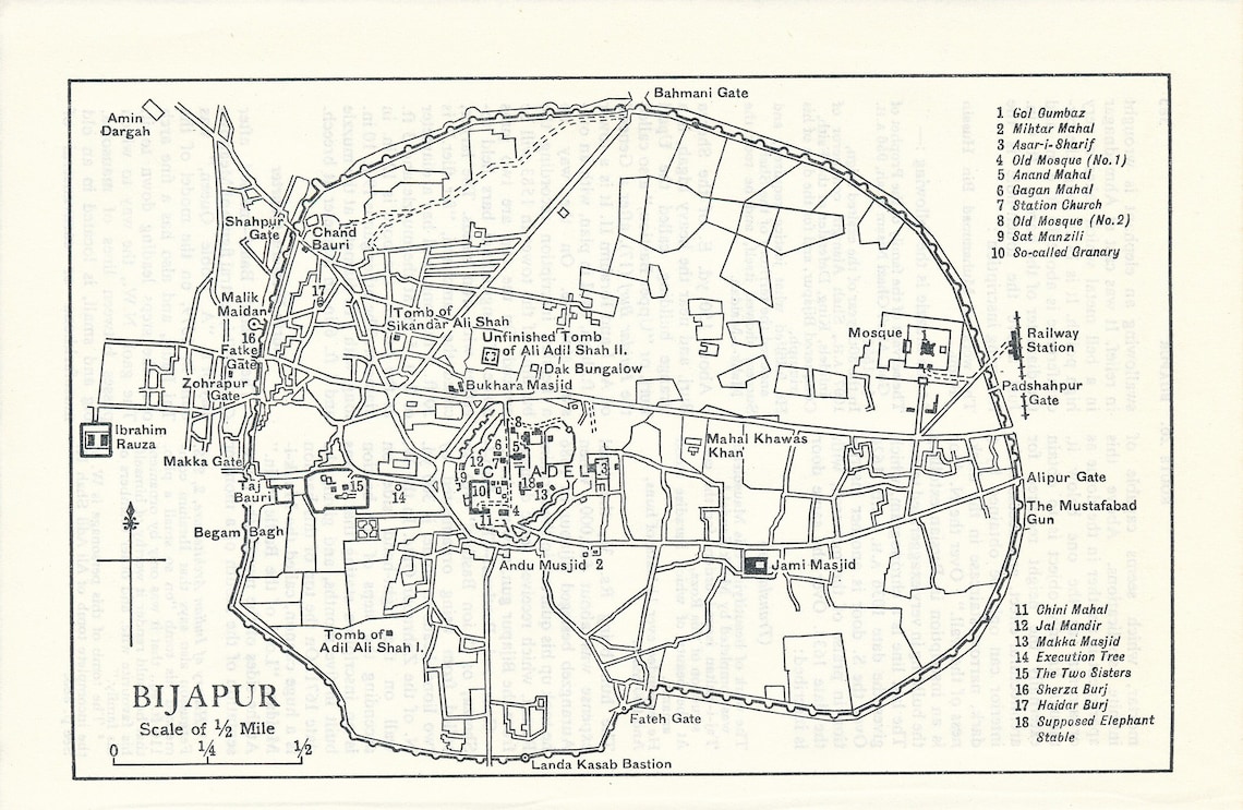 1962 Bijapur India Vintage Map - Etsy