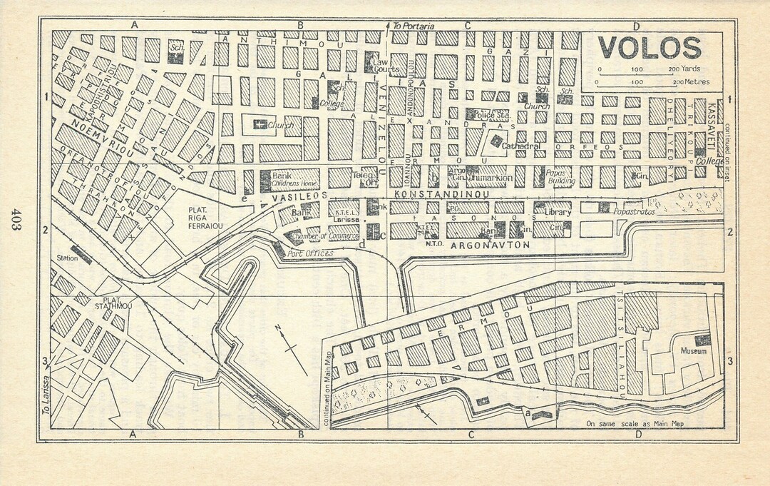 1967 Volos Greece Vintage Map - Etsy