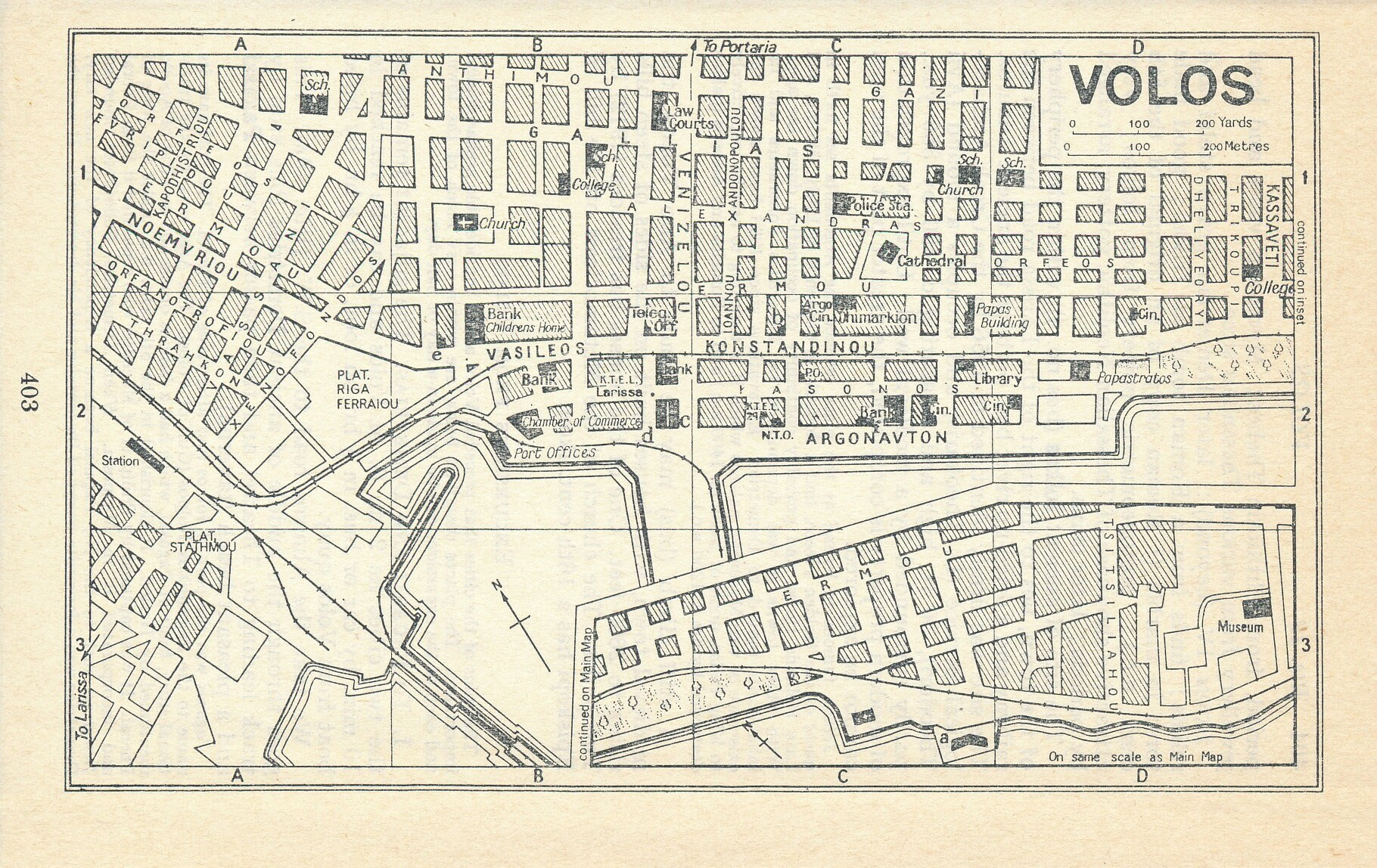 1967 Volos Greece Vintage Map - Etsy