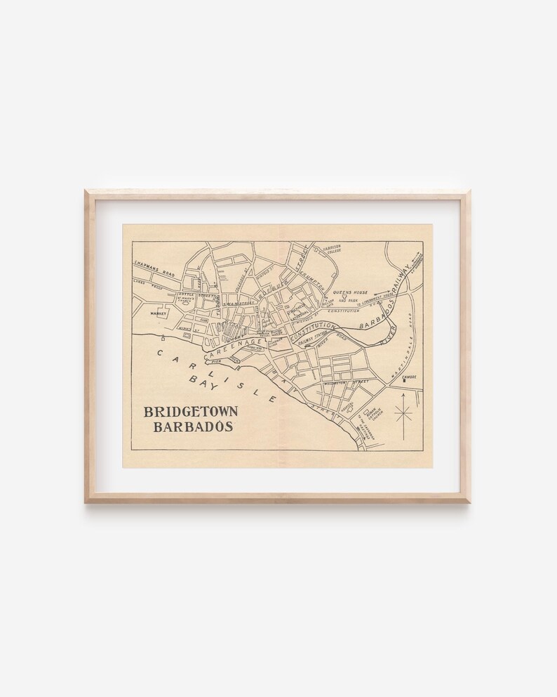 1912 Bridgetown Barbados Antique Map - Etsy