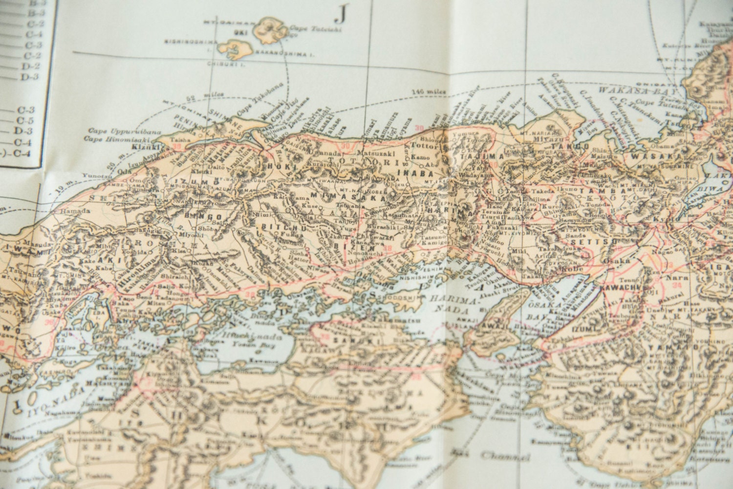 1928 Japan Antique Map Designed & Sold By Hookworm