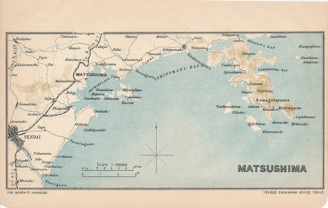 1907 Matsushima Japan Antique Map - Etsy