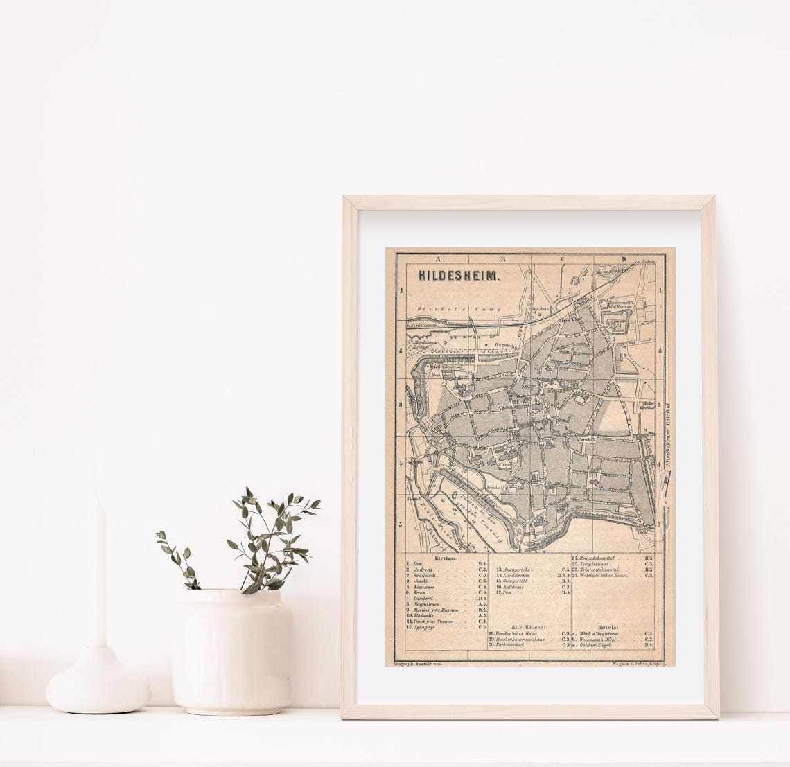 1881 Hildesheim Germany Antique Map - Etsy