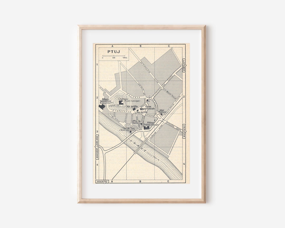 1966 Ptuj Slovenia Vintage Map - Etsy