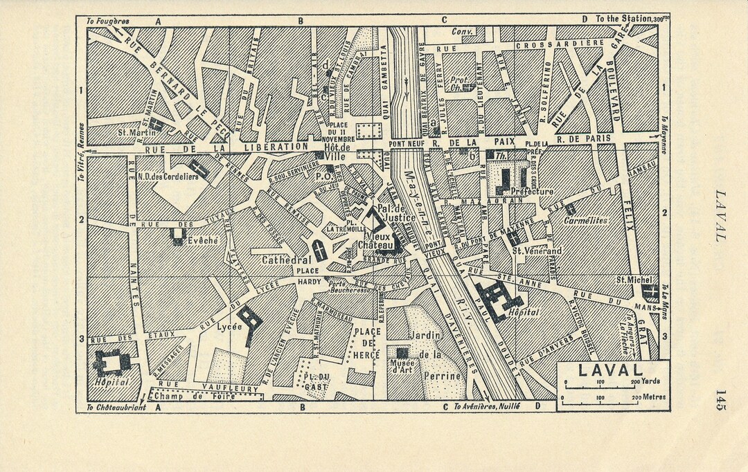 1958 Laval France Vintage Map - Etsy