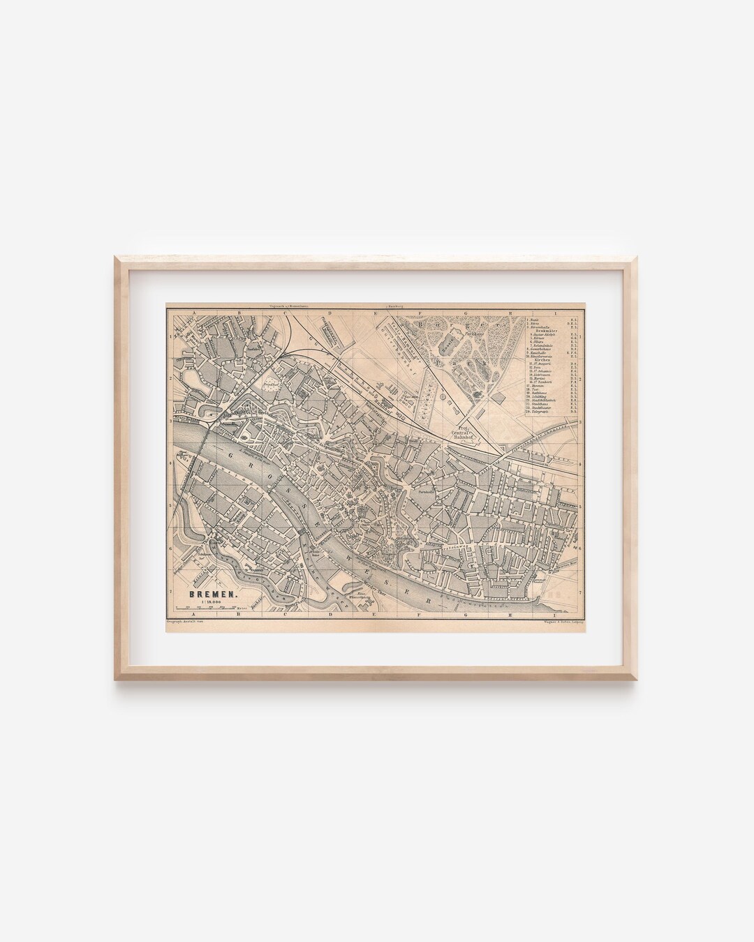 1881 Bremen Germany Antique Map - Etsy