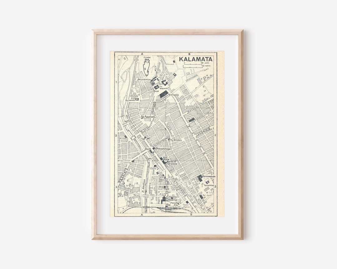 1967 Kalamata Greece Vintage Map - Etsy