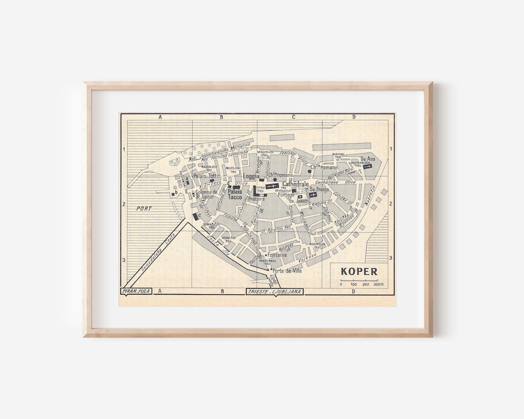 1966 Koper Slovenia Vintage Map - Etsy