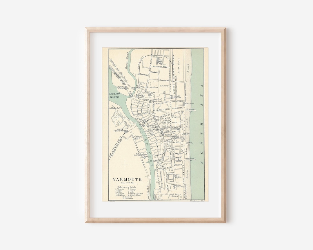 1899 Yarmouth UK Antique Map Print - Etsy UK