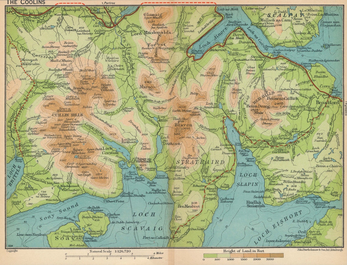 1953 Cuillin Scotland Antique Map | Etsy